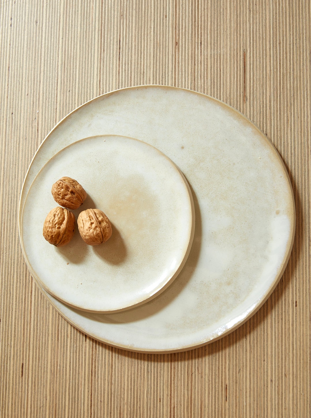 Handmade Ceramic Sandstone Plate, Beige and White Handcrafted Tableware ...