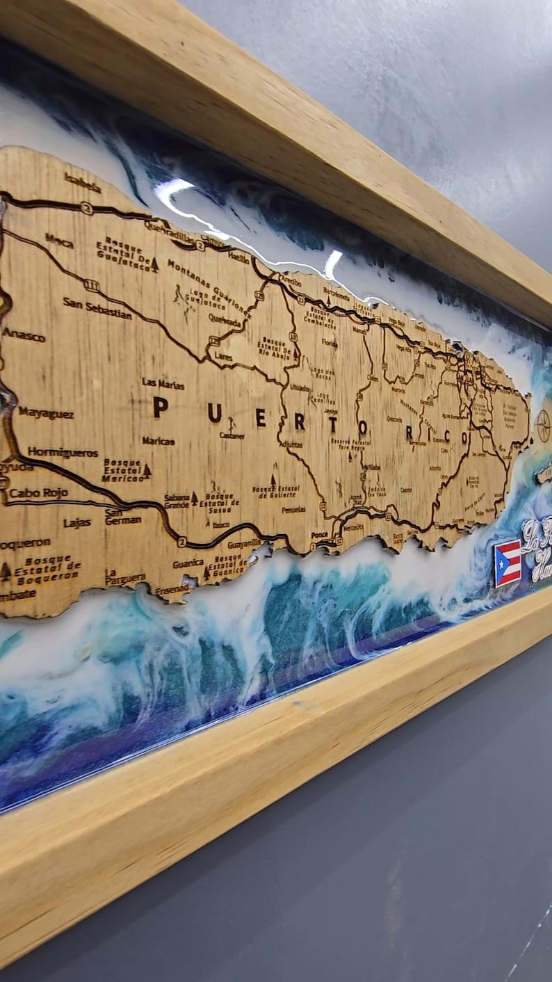 Puerto Rico 3D Wood & Resin Map – Custom Family Edition - Etsy