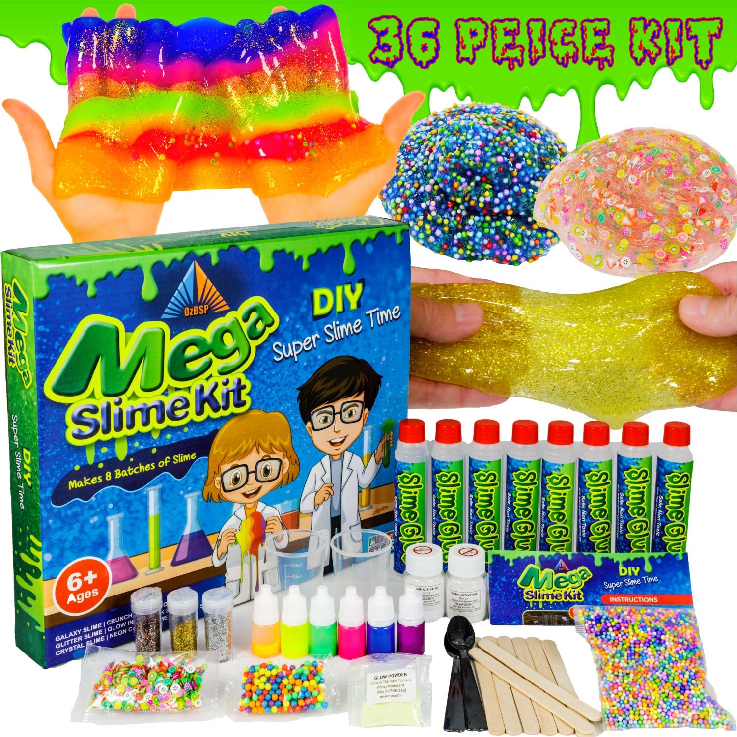 Ozbsp Mega Slime Kit. DIY Slime Making Kit for Boys & Girls. Everything ...