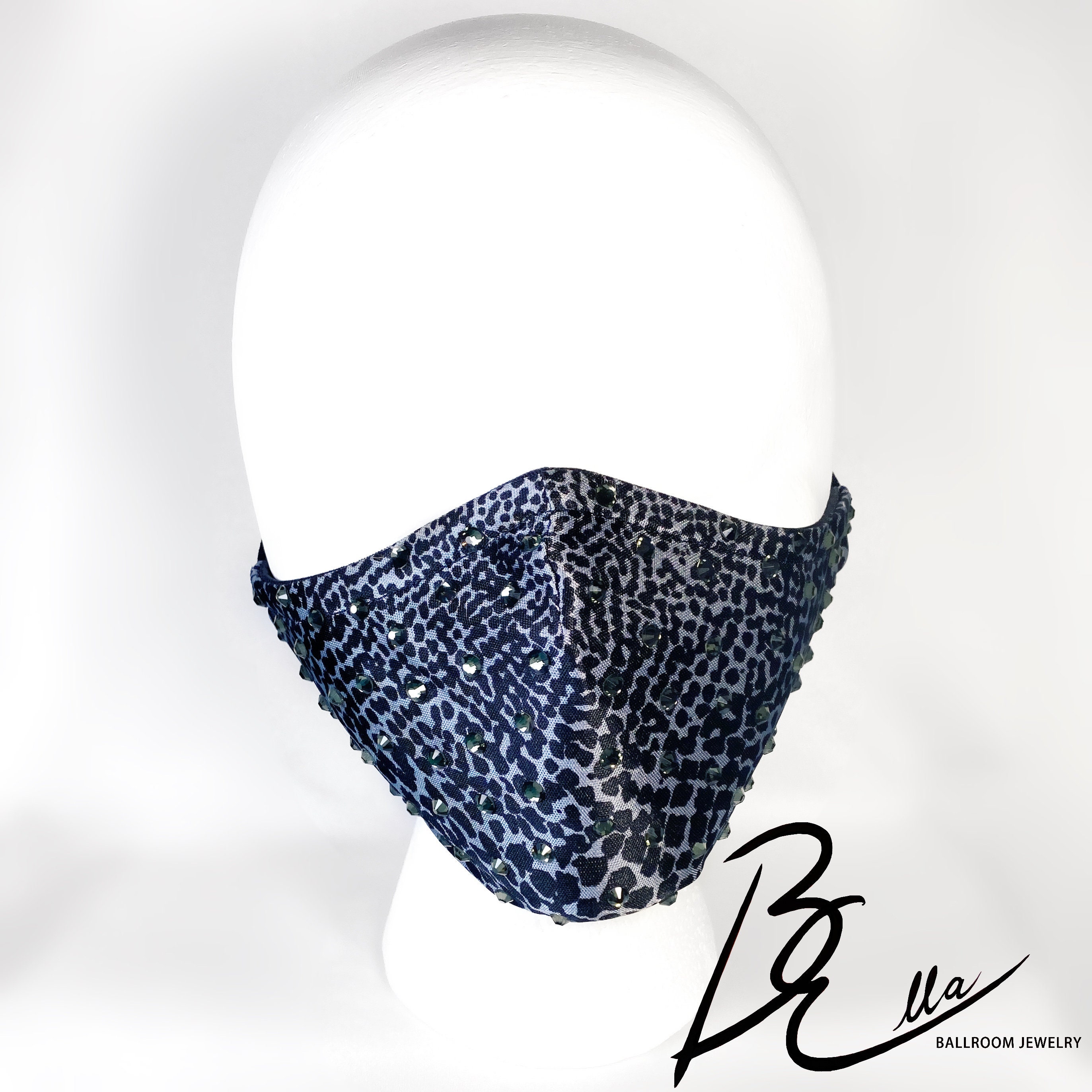 Handmade Rhinestone Face Mask Graphite Gray Leopard Print | Etsy