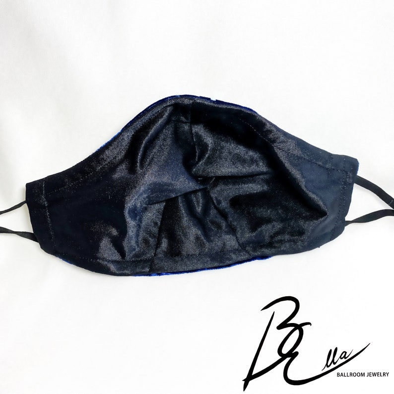 Handmade Rhinestone Face Mask- Midnight Blue Crushed Velvet - Etsy