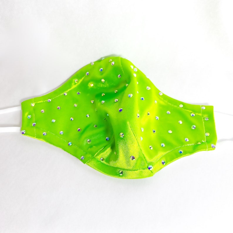 Rhinestone Face Mask- Neon Green - Etsy