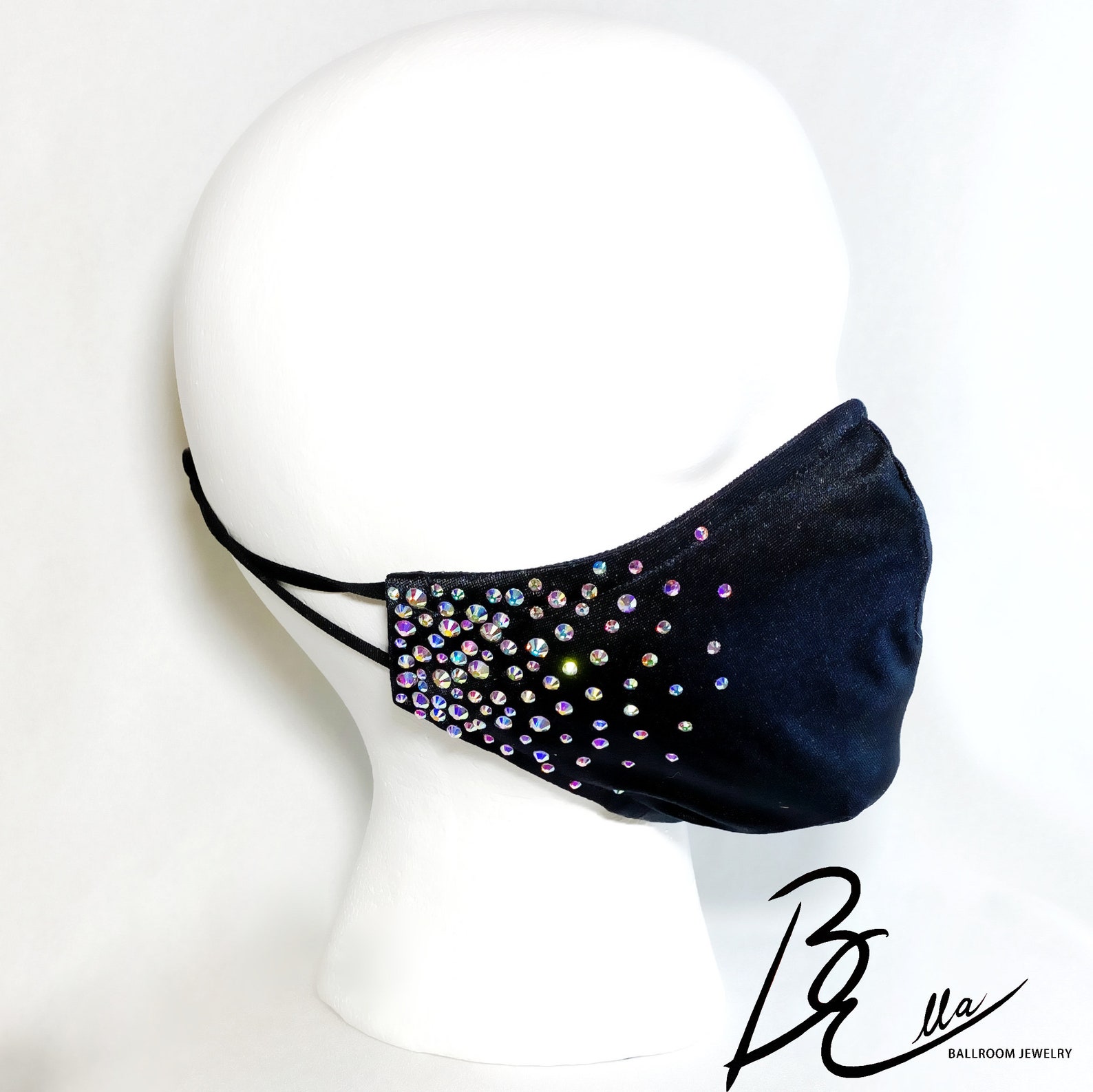 Rhinestone Face Mask-handmade-black - Etsy