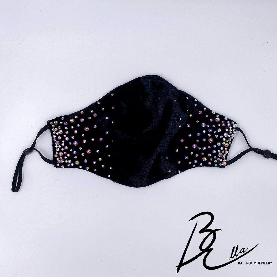 Handmade Rhinestone Face Mask- Black Crushed Velvet - Etsy