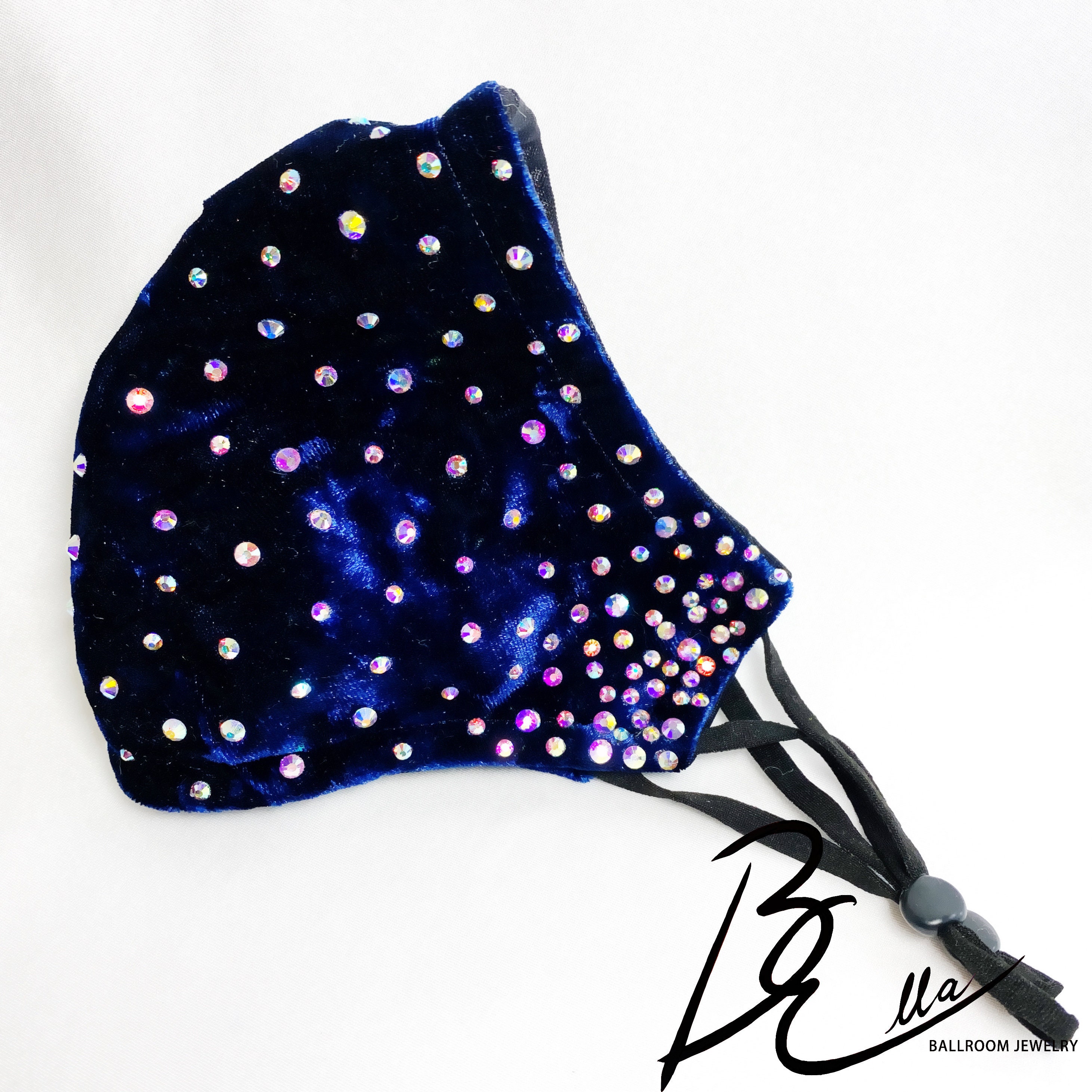 Handmade Rhinestone Face Mask- Midnight Blue Crushed Velvet - Etsy