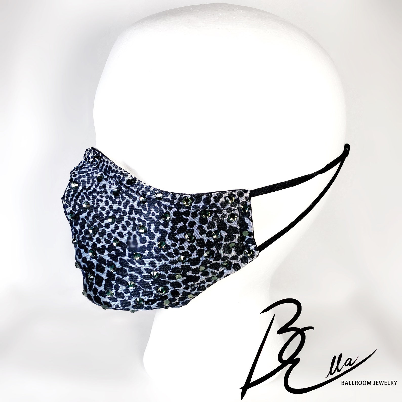 Handmade Rhinestone Face Mask Graphite Gray Leopard Print - Etsy