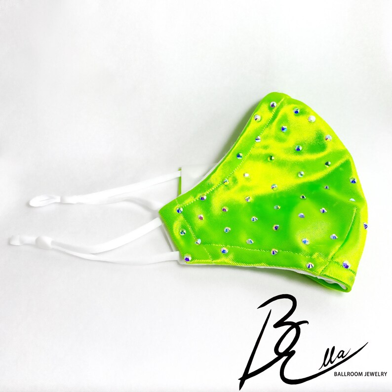Rhinestone Face Mask- Neon Green - Etsy
