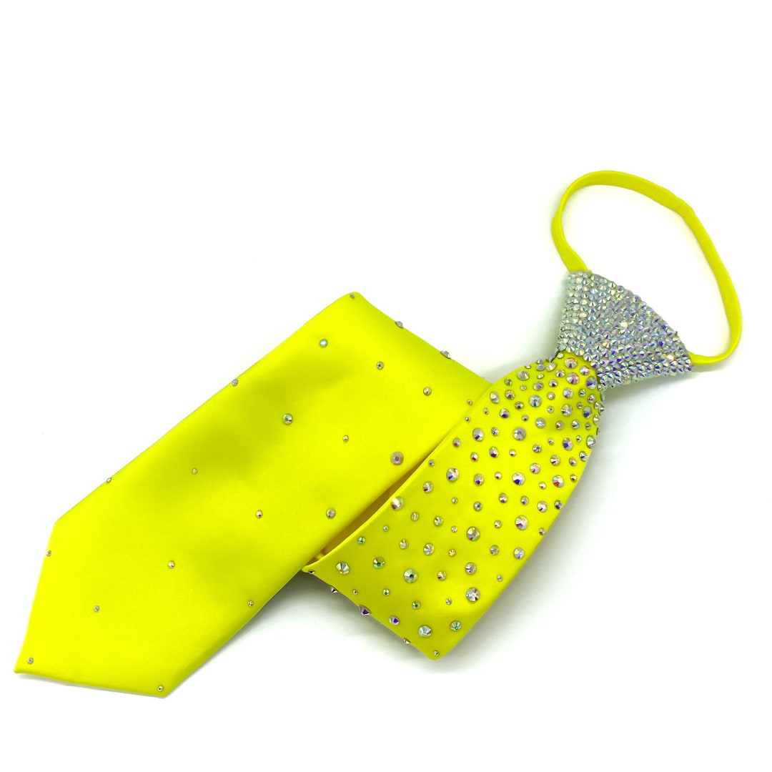 Men’s Ballroom Tie - Neon Yellow With AB Rhinestones - Etsy