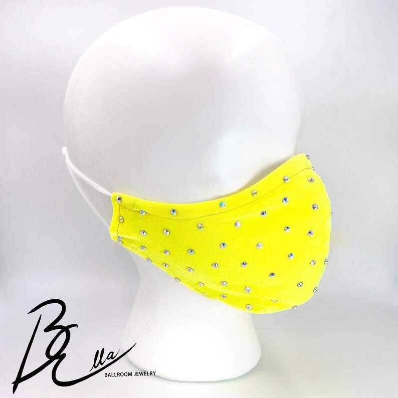 Rhinestone Face Mask- Neon Yellow - Etsy