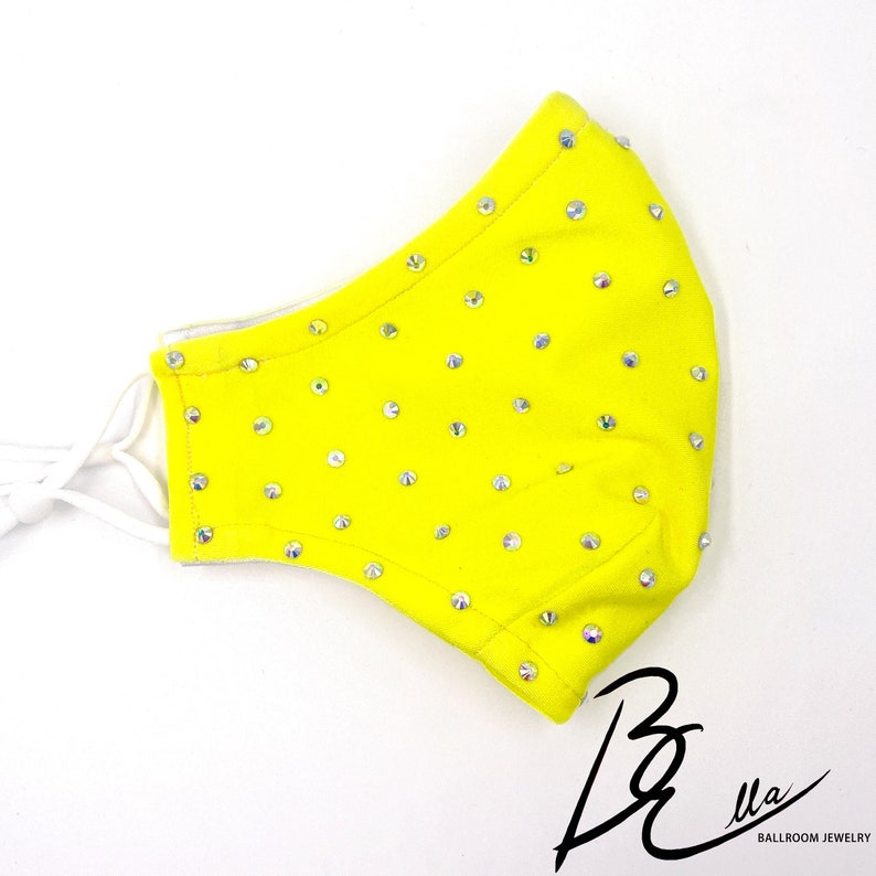 Rhinestone Face Mask- Neon Yellow - Etsy