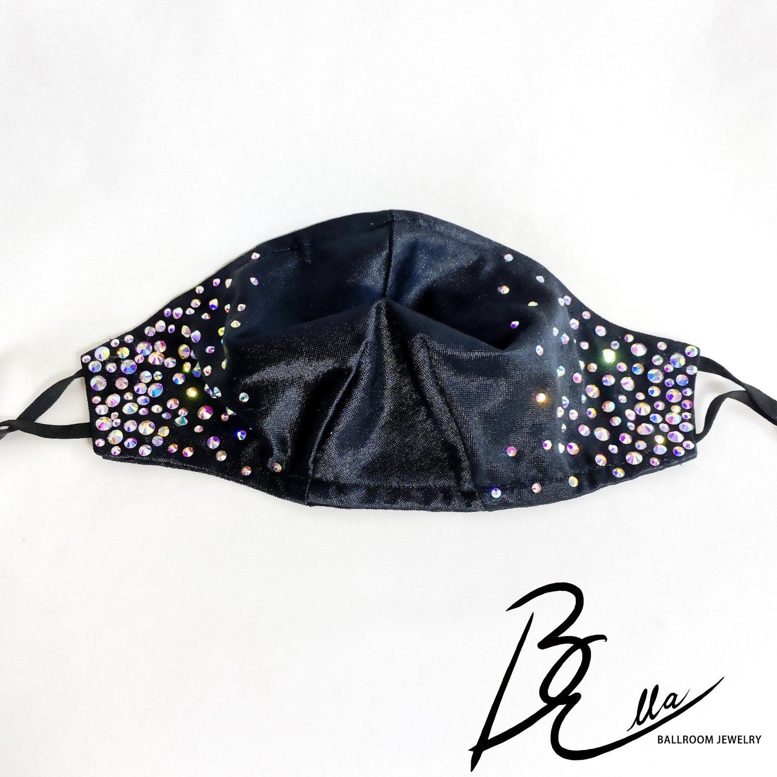 Rhinestone Face Mask-handmade-black - Etsy