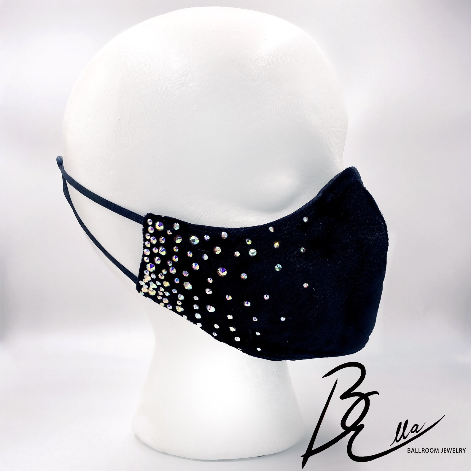 Handmade Rhinestone Face Mask- Black Crushed Velvet - Etsy