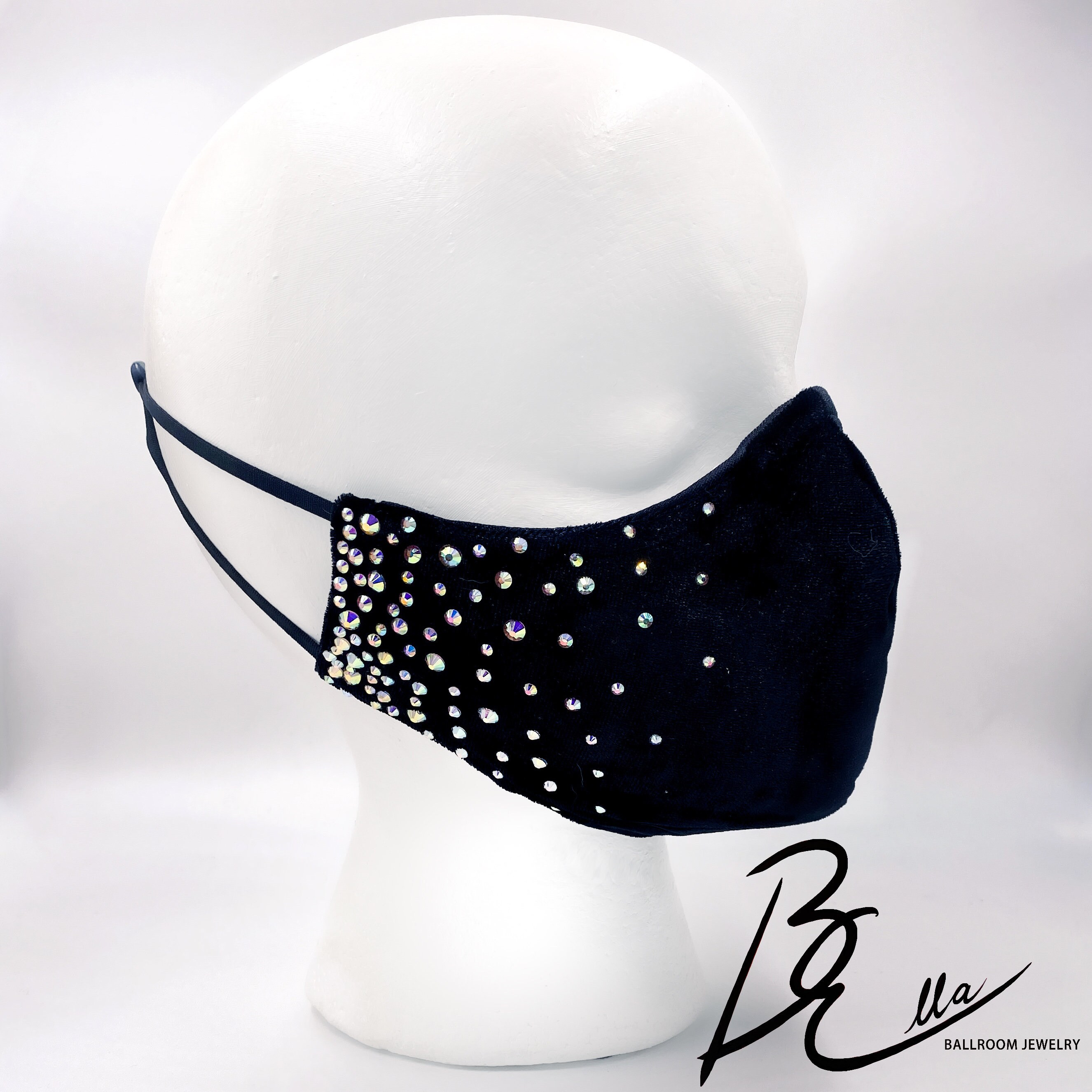 Handmade Rhinestone Face Mask- Black Crushed Velvet - Etsy