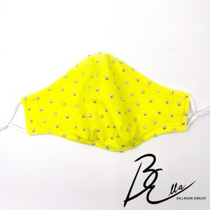 Rhinestone Face Mask- Neon Yellow - Etsy