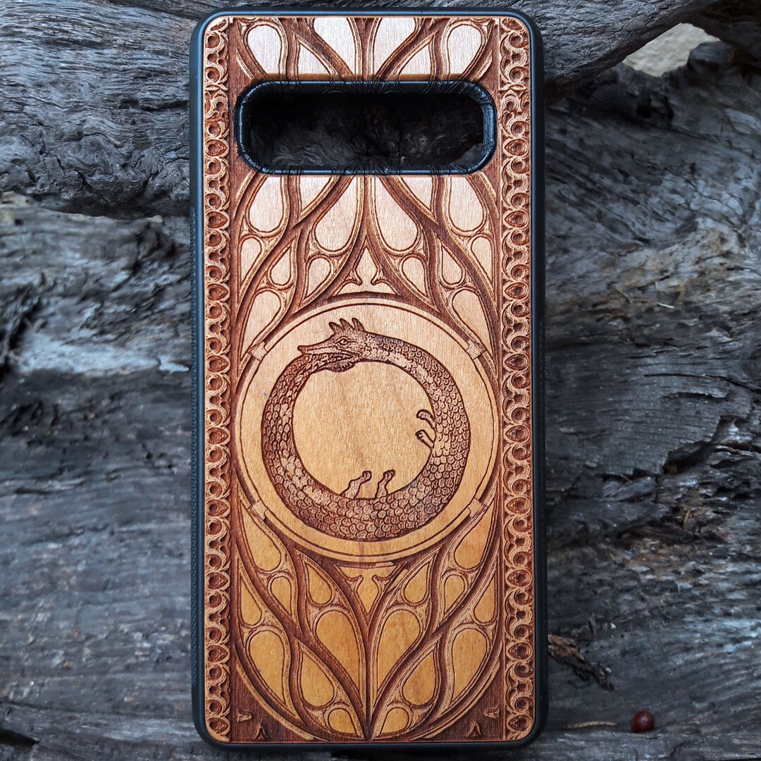 IPhone & Galaxy Ouroboros Phone Case Laser Engraved Mythical Snake Wood ...