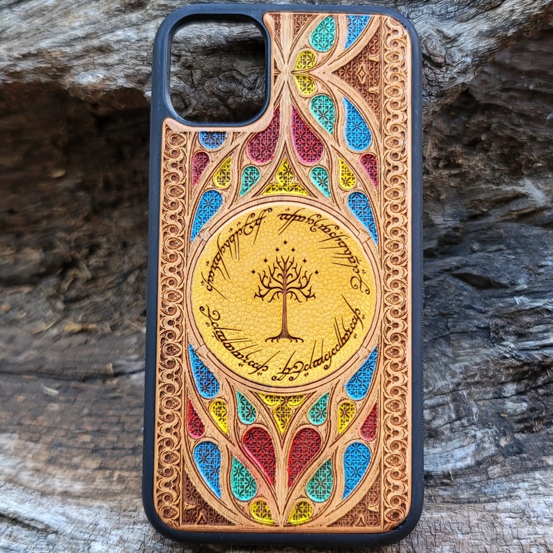 Multicoloured Wood Phone Case: Laser Engraved Custom Cover Hand-painted ...