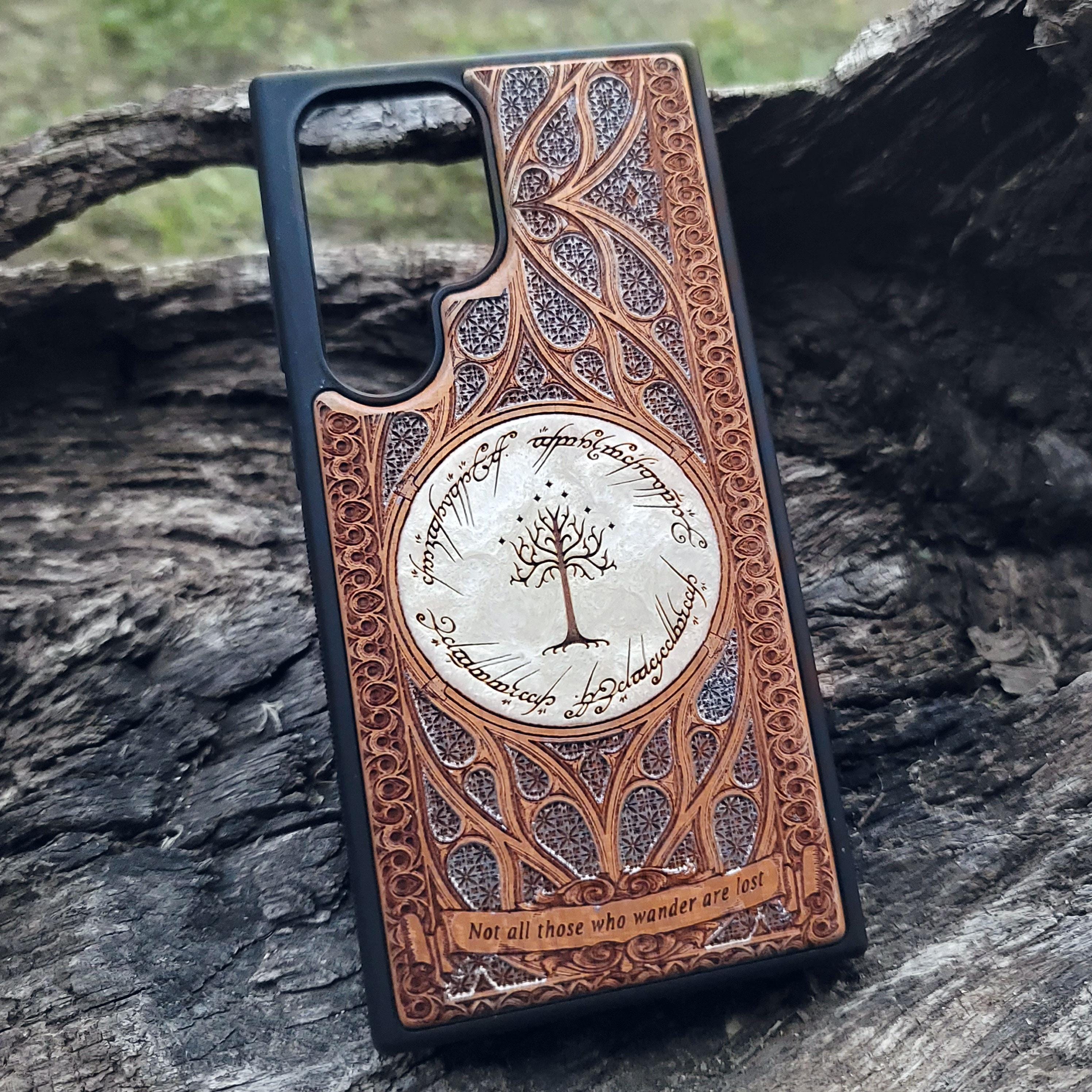 IPhone 17 16 & Galaxy S26 S25 Elvish Runes Wood Phone Case: Hand ...