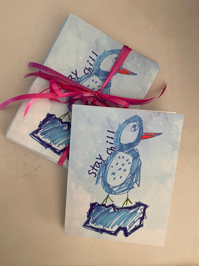 Stay Chill Penguin-inspired Note Cards Set of 10 by Kid Entrepreneur ...