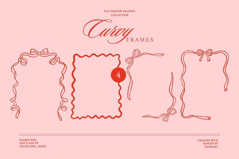 Hand Drawn Whimsical Frames Svg & Png, Whimsical Frames, Ribbon Bows ...