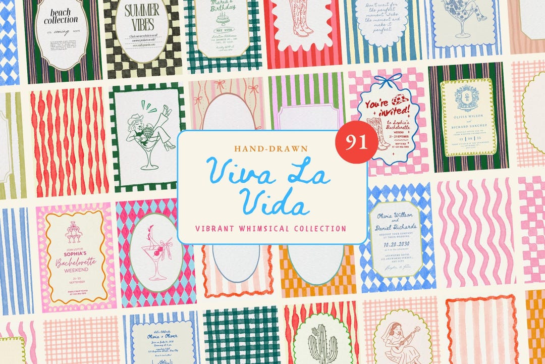 Whimsical Watercolor Frame Clipart Bundle - Hand Drawn Wavy Squiggle ...