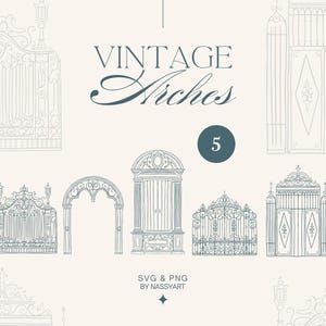 Vintage Line Art Arch Clipart SVG, Wedding Invitation Arches Clipart ...