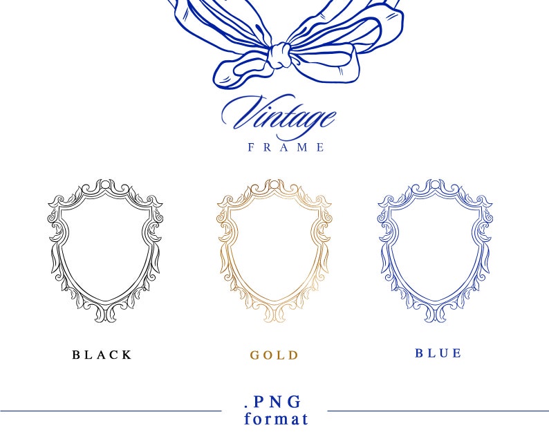 Vintage Crest Frame EPS SVG, Vintage Floral Frames, Fine Line Frame ...