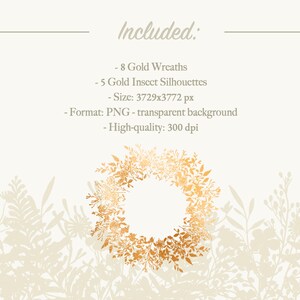 Golden Flower Floral Wreaths Clip Art, Metallic Gold Wedding Wreath Png ...