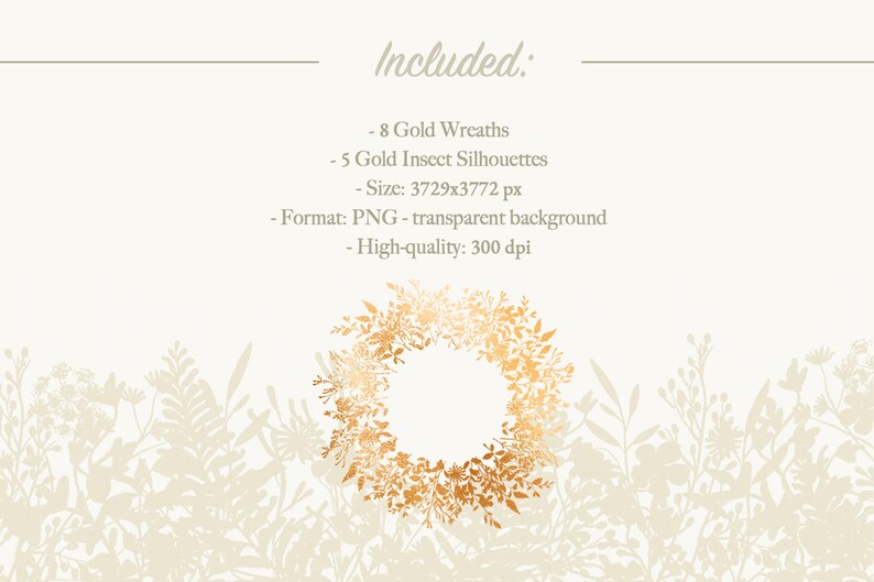 Golden Flower Floral Wreaths Clip Art, Metallic Gold Wedding Wreath Png ...