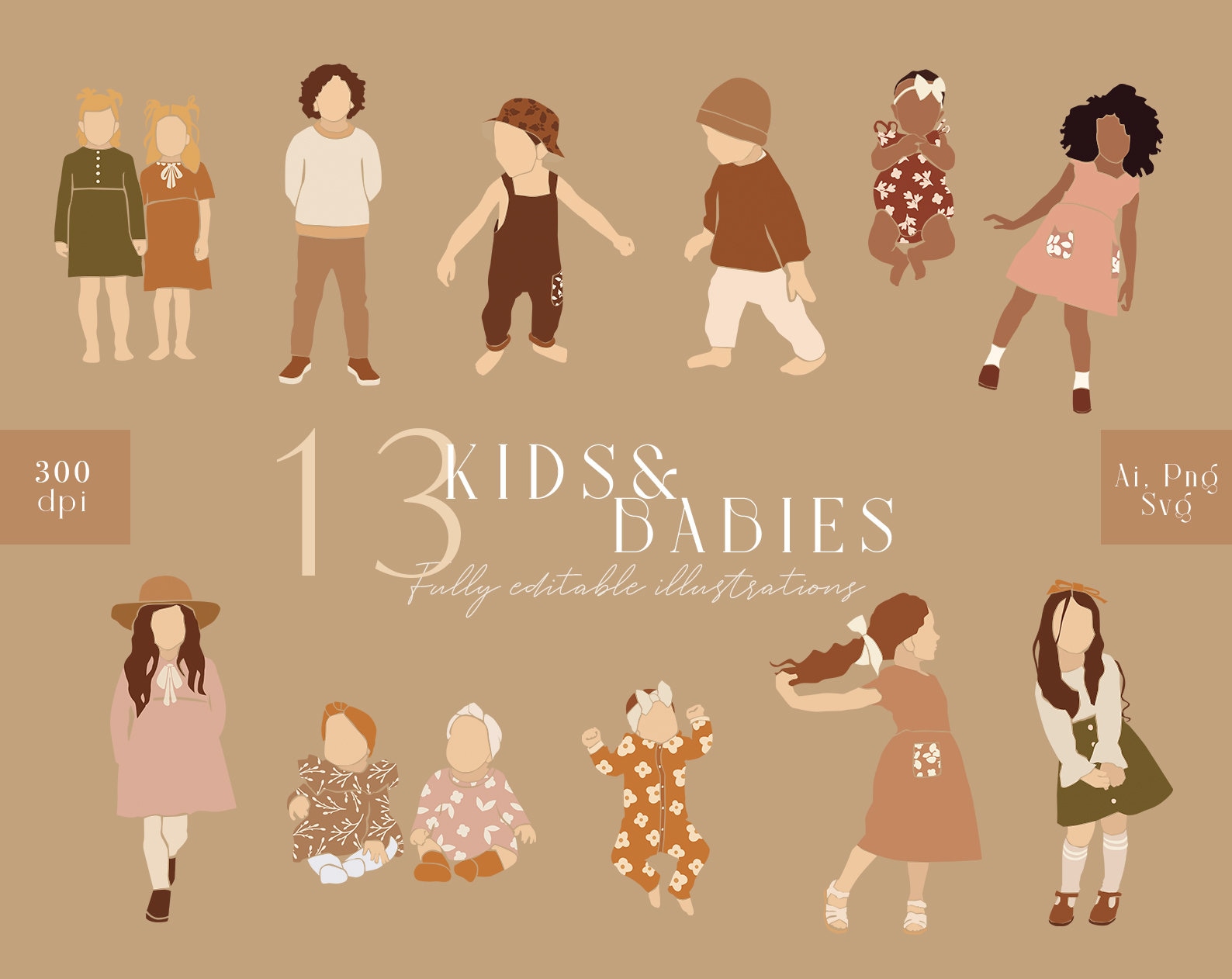 Abstract Kids Babies Clipart Illustration Nursery Room Decor | Etsy