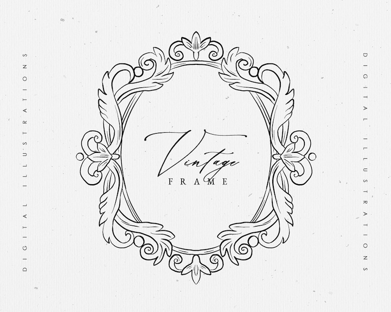Gold Ornate Vintage Antique Floral Frame Line Art Victorian - Etsy