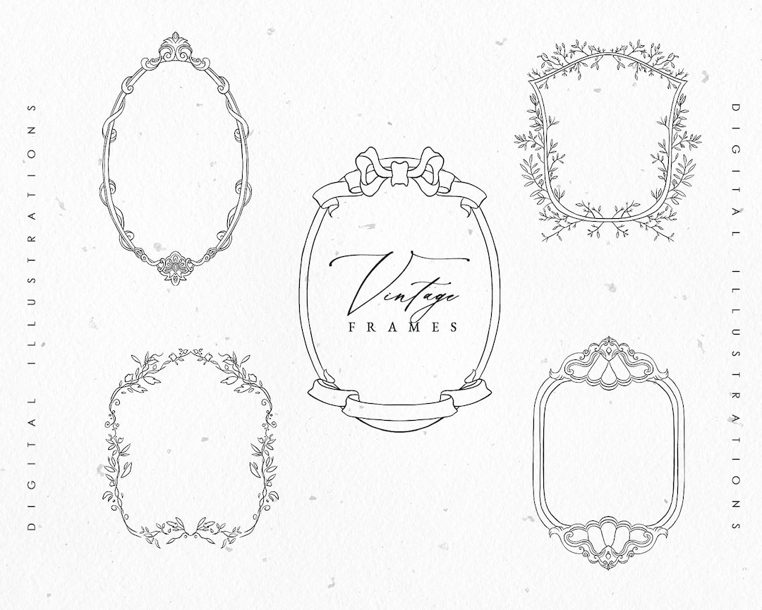 Vintage Crest Floral Vector Eps Frames Bundle Set Flower Wedding Wreath ...