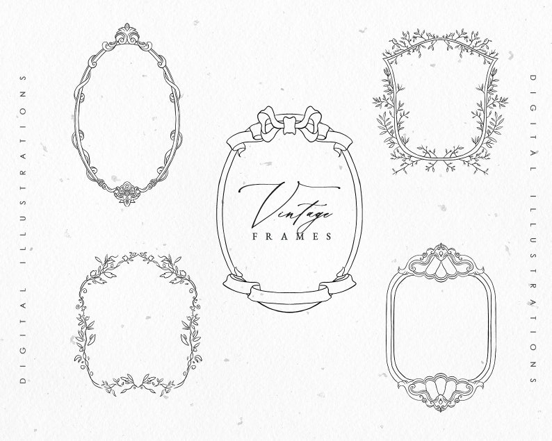 Vintage Crest Floral Vector Eps Frames Bundle Set Flower Wedding Wreath ...