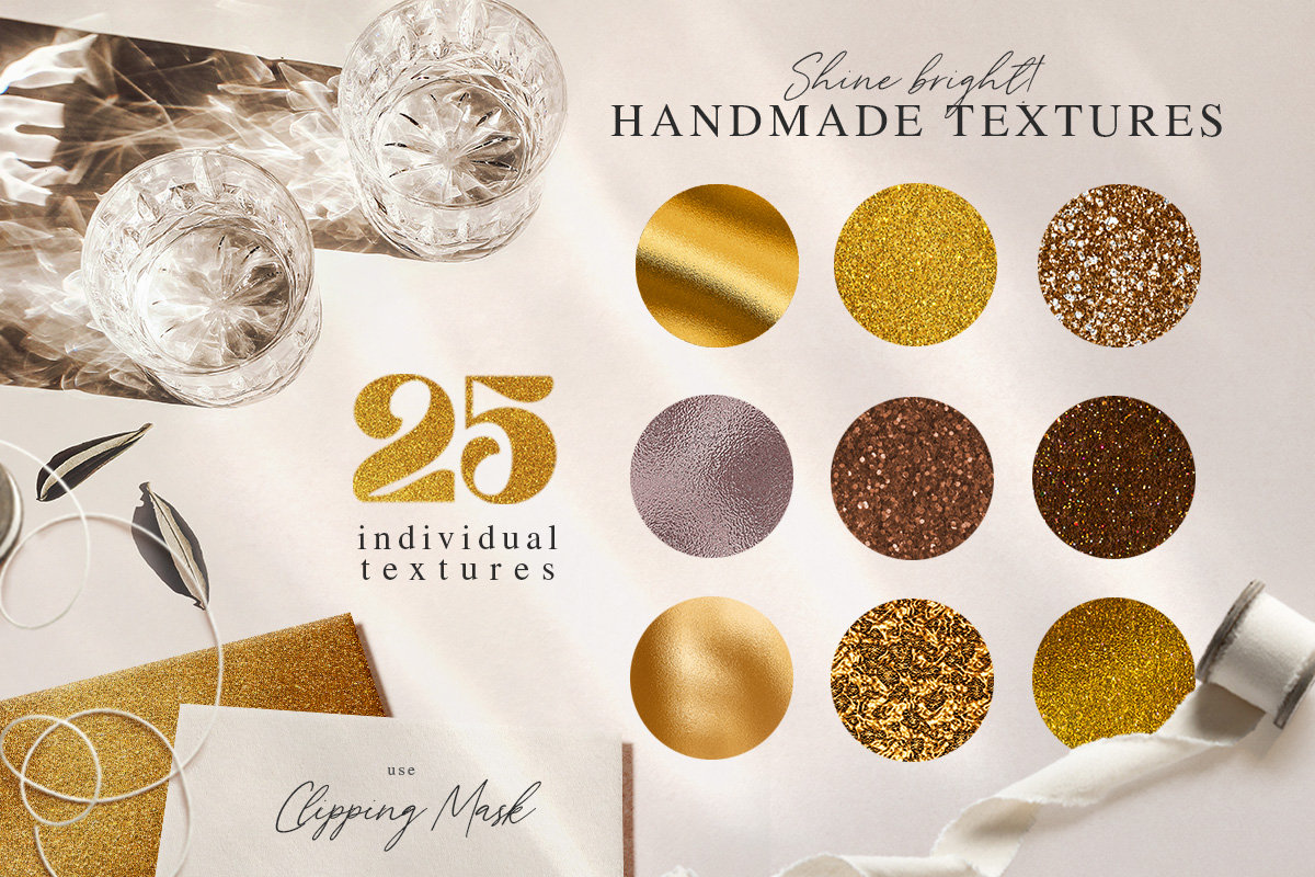 Gold Foil Glitter Metallic Digital Paper, Luxury Golden Gold Gradient ...