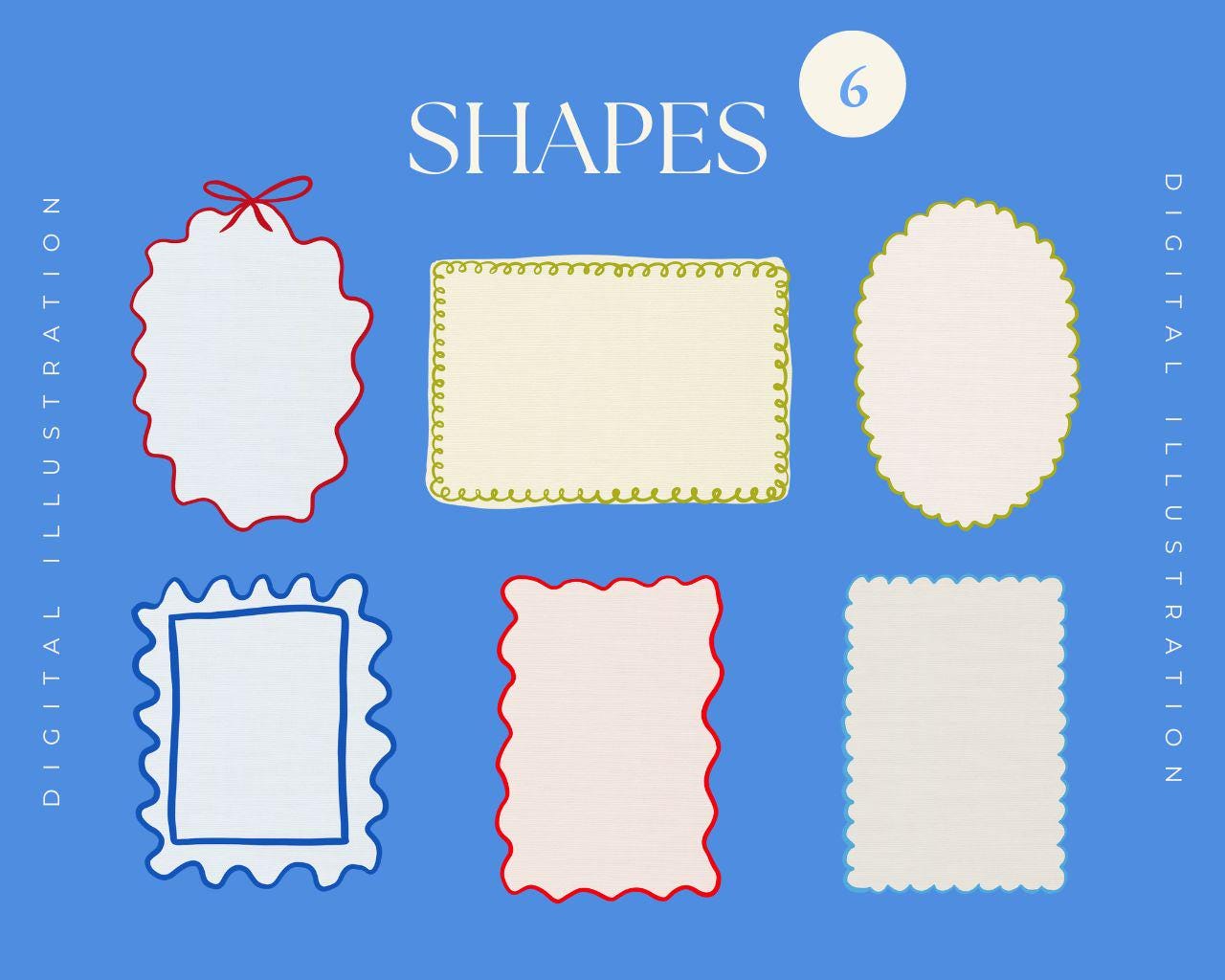 Whimsical Watercolor Frames Clipart Bundle - Wavy Squiggle Invitation ...