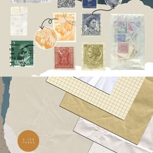 Abstract Mountain Landscapes Torn Deckled Edges Paper Ripped Collage ...