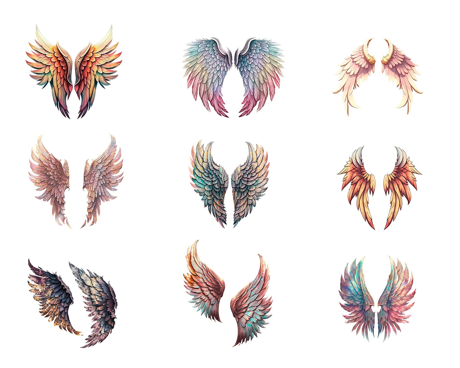 Angel Wings Watercolor Clipart PNG Halo Clipart Heaven Clip - Etsy