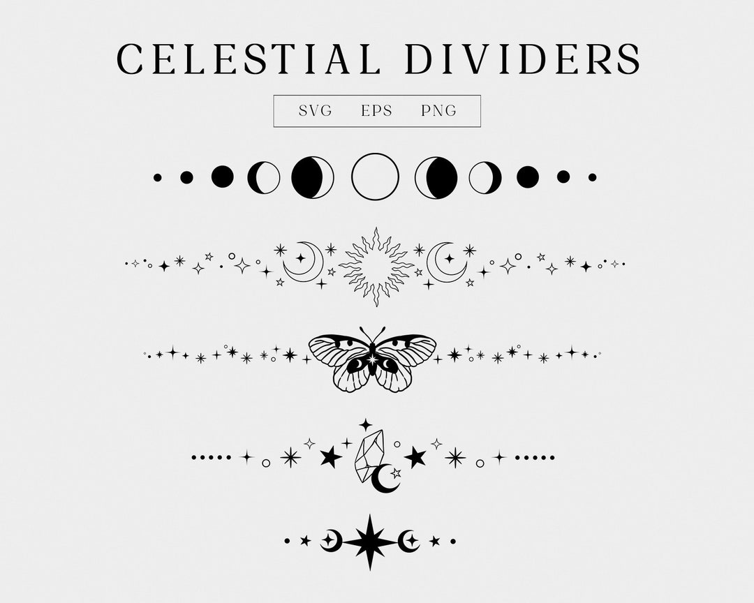 Celestial Divider SVG, Magical Text Divider Cricut, Celestial Wedding ...