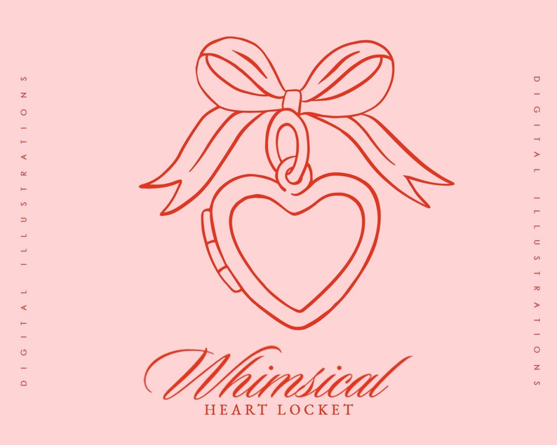 Hand Drawn Heart Locket Illustration Bundle Clip Art SVG PNG ...
