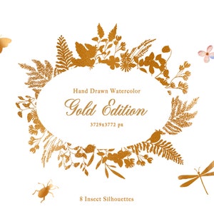 Golden Flower Floral Wreaths Clip Art, Metallic Gold Wedding Wreath Png ...