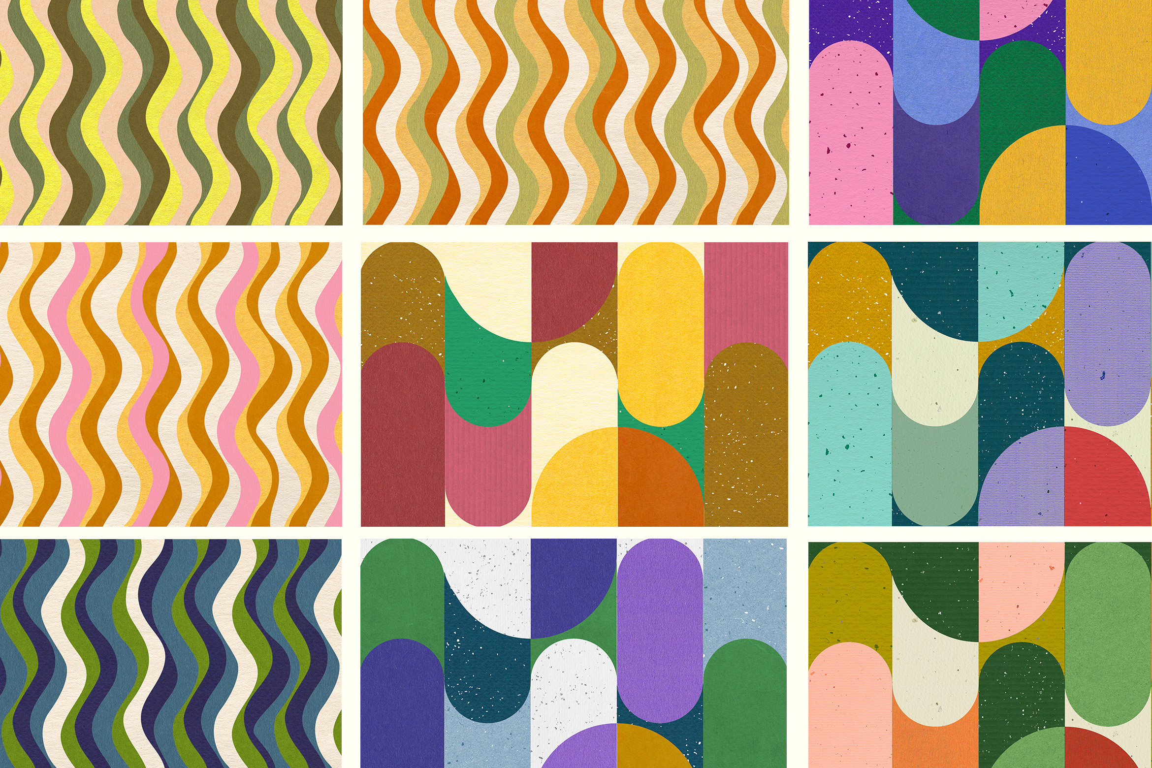 Retro Groovy Wave Paper Pattern Hippie Texture Abstract - Etsy
