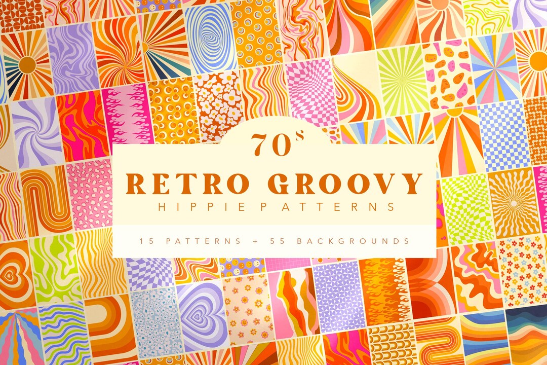 Retro Groovy Background, Retro Groovy Digital Papers, Retro Patterns ...