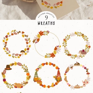 Autumn Clipart Kawaii Cozy Fall Postcard Set, Autumn Seamless Patterns ...