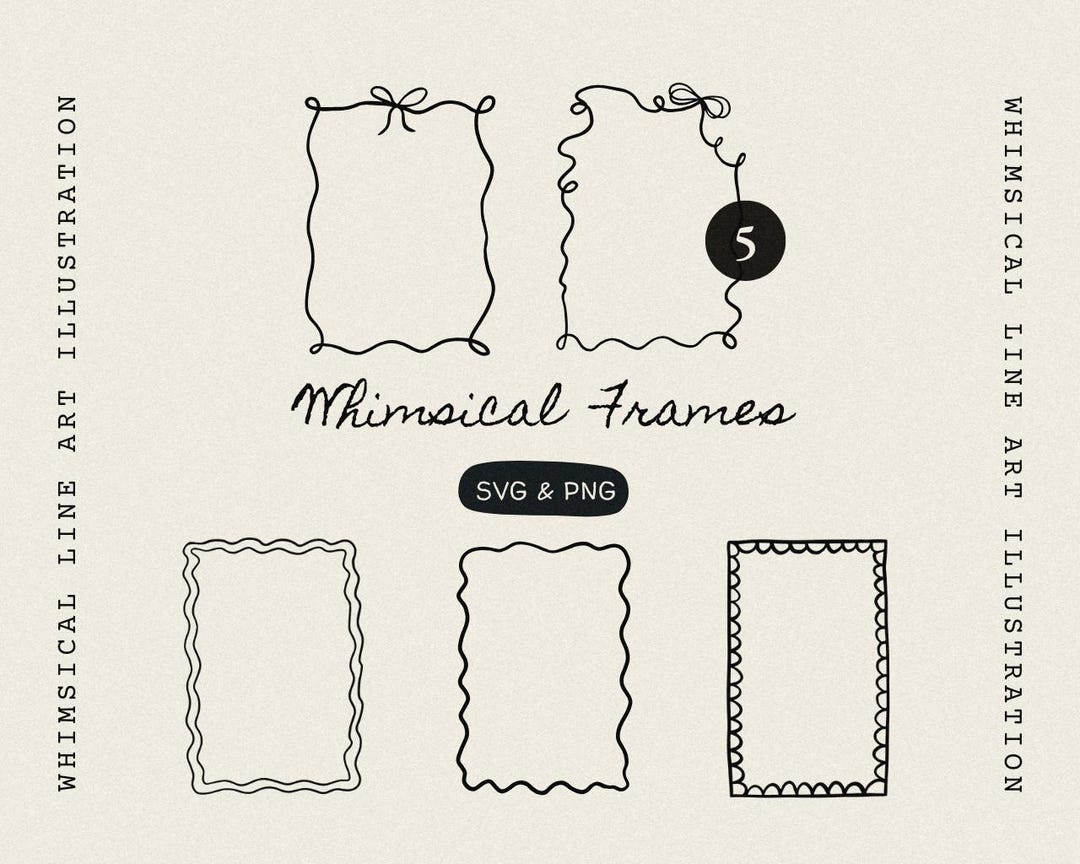 Hand Drawn SVG Wavy Squiggle Border Frames for Wedding Invitations ...