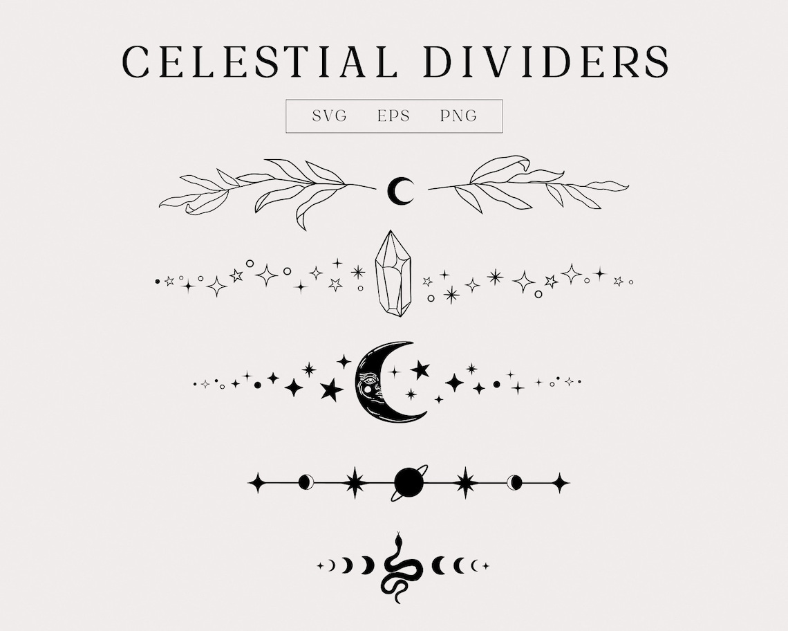 Celestial Divider SVG, Magical Text Divider Cricut, Celestial Wedding ...