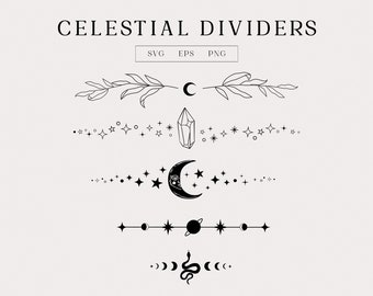 Celestial Divider SVG, Magical Text Divider Cricut, Celestial Wedding ...