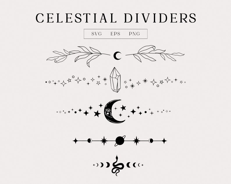 Celestial Divider SVG, Magical Text Divider Cricut, Celestial Wedding ...