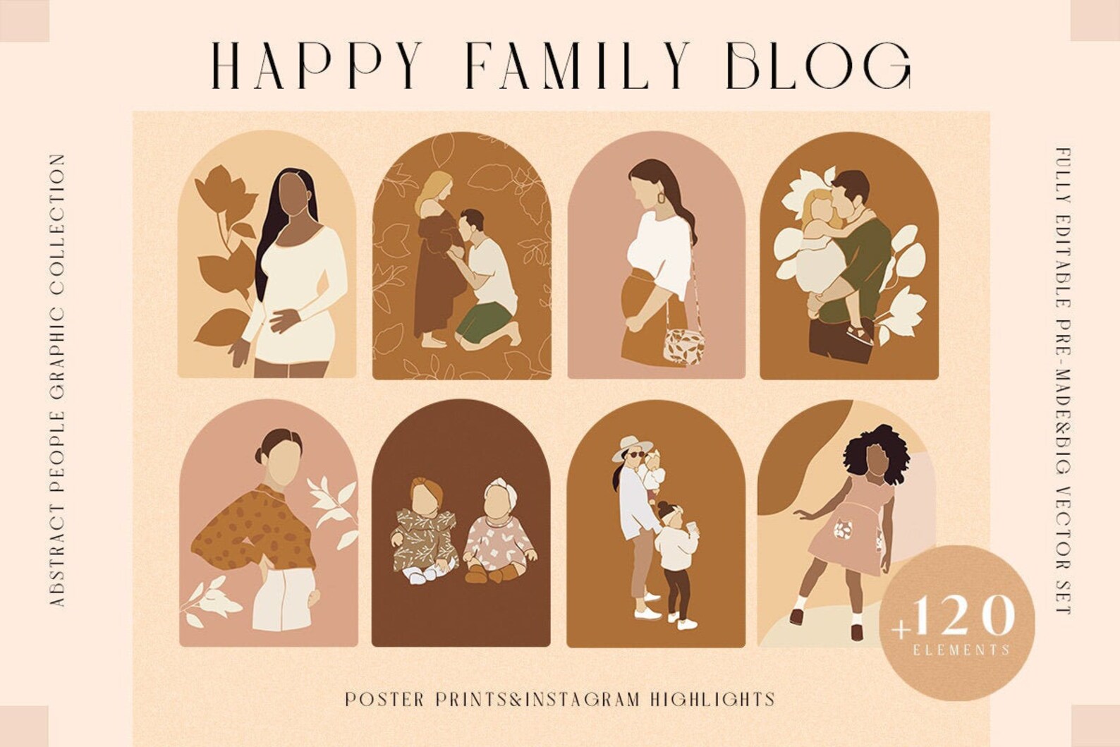Abstract Family Clipart Kit Abstract Vector Digital Print - Etsy