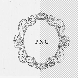Gold Ornate Vintage Antique Floral Frame Line Art Victorian Wedding PNG ...