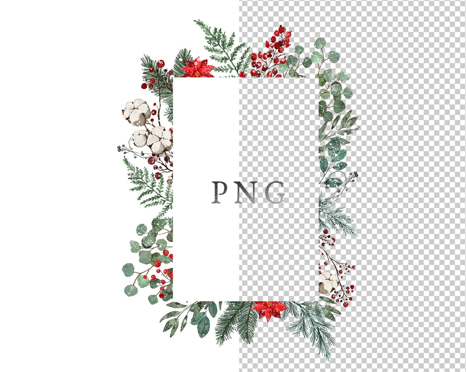 Watercolor Christmas Winter Frame Clipart Christmas Wreath - Etsy