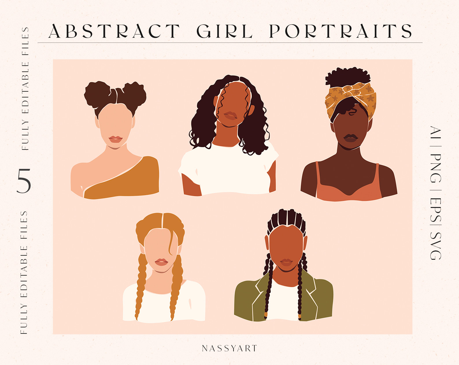 Abstract Woman SVG Face Clipart Fashion Girl African American | Etsy